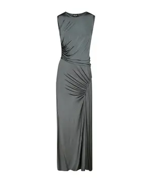 Giorgio Armani Crystal-embellished Ruched Maxi Dress - Grey