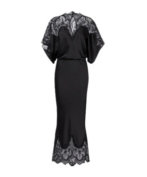 Norma Kamali Obie Lace-trimmed Satin Midi Dress