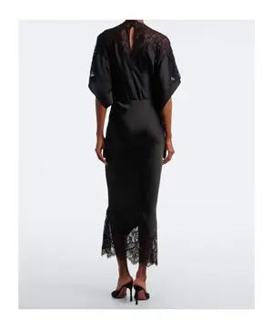 Norma Kamali Obie Lace-trimmed Satin Midi Dress