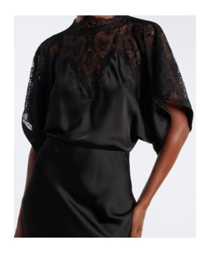 Norma Kamali Obie Lace-trimmed Satin Midi Dress
