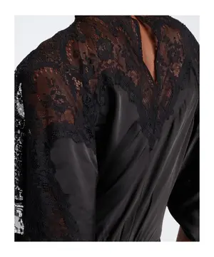 Norma Kamali Obie Lace-trimmed Satin Midi Dress