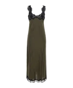 Gold Hawk Lace-trim Spaghetti-strap Dress