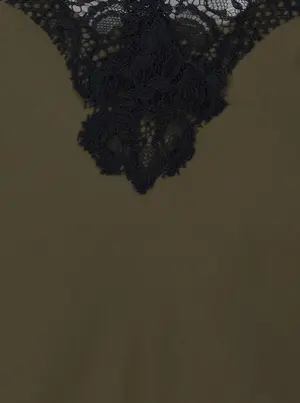 Gold Hawk Lace-trim Spaghetti-strap Dress