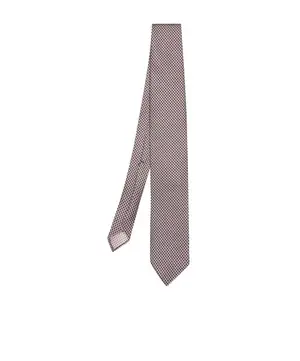 LARDINI Pointed-tip Silk Neck Tie With Geometric Pattern - No
