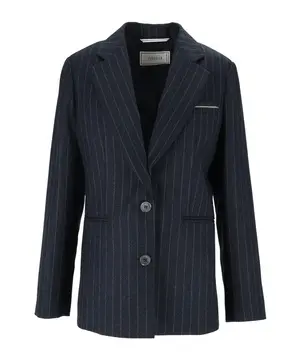 Peserico Single-breasted Striped Blazer - Black