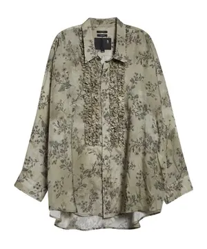 R13 Long-sleeved Shirt With Ruffle Detail - Gray