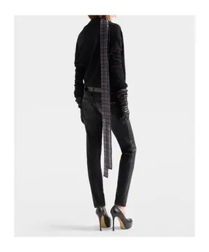 7 For All Mankind Wool V-neck Wrap Sweater - Black