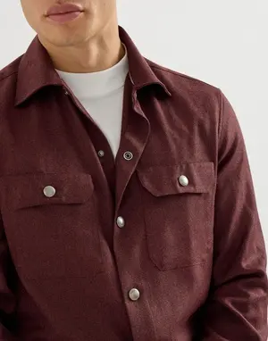 Brunello Cucinelli Flannel Shirt Jacket With Chest Pockets - Lava