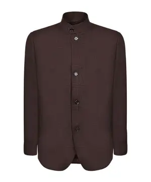 LARDINI Mixed Wool. Stand Collar. Button Closure