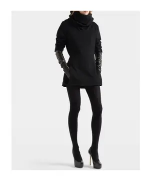 7 For All Mankind Pleated High-neck Mini Dress