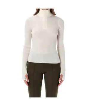 THE FRANKIE SHOP Ribbed High Neck Zip-up Sweater