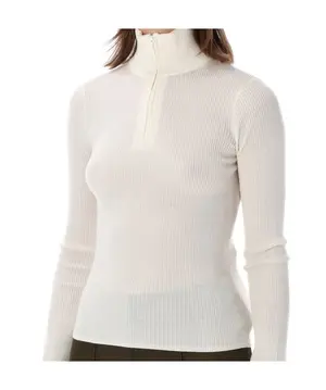 THE FRANKIE SHOP Ribbed High Neck Zip-up Sweater