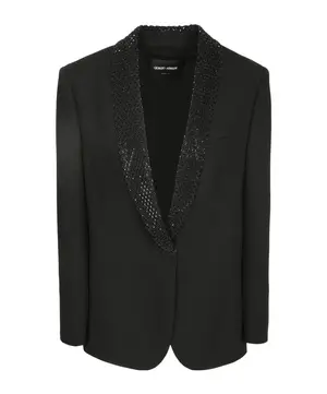 Giorgio Armani Embellished Shawl Collar Blazer - Black