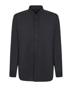 Giorgio Armani Mandarin-collar Long-sleeve Shirt - Blue