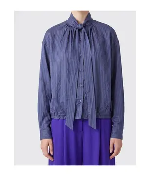 Dries Van Noten Striped Long Sleeve Shirt With Neck Tie