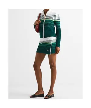 Casablanca Striped Wrap-front Mini Skirt - Green
