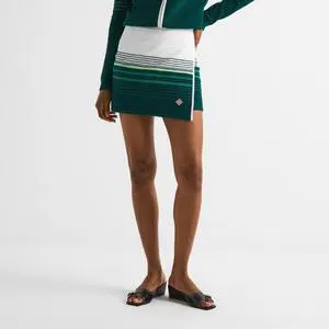 Casablanca Striped Wrap-front Mini Skirt - Green
