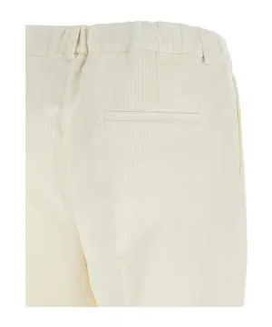 Kiton Corduroy Trousers With Elasticated Waistband And Cuffed Hems