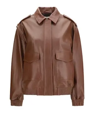 ARMA Astra Oversized Leather Bomber Jacket - Dark Copper