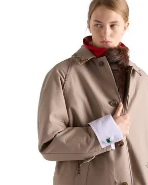 Prada Bonded Poplin Coat With Devoré Effect
