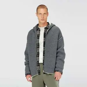 DIESEL® Zip-up Hoodie In Dual-texture Knit - Grey