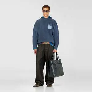 DIESEL® Wool-blend Ribbed Jumper With Mock Pocket - Blue
