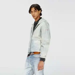 DIESEL® Joggjeans Hooded Jacket With Trompe L'oeil Print - Blue