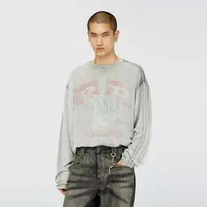 DIESEL® Sheer Chiffon Top With Concert Graphics - Grey