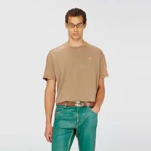 DIESEL® Long-sleeve T-shirt In Burnout Jersey - Brown