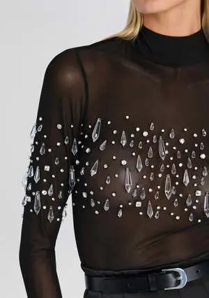 Retrofete Maurelle Embellished High Neck Top