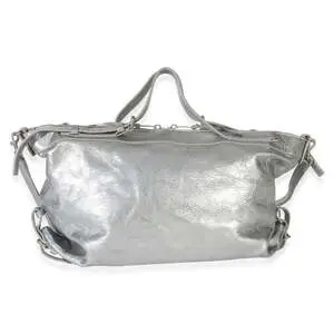 Saint Laurent Metallic Crinkled Calfskin Shoulder Bag - Silver