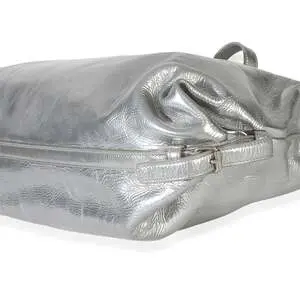 Saint Laurent Metallic Crinkled Calfskin Shoulder Bag - Silver