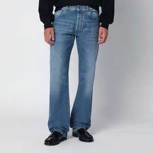 Versace Versace Medium Blue Washed Denim Jeans Light Blue