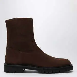 VINNY'S Moto Ankle Boots In Suede - Brown