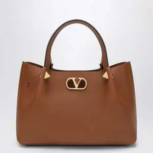 Valentino Garavani Small Vlogo Signature Shopping Bag In Light - Brown