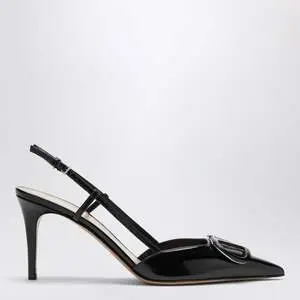 Valentino Garavani Vlogo Patent Leather Slingback Pumps - Black