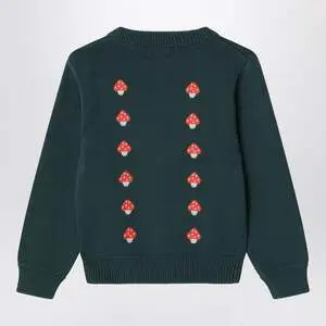 TINY COTTONS Dark Cotton Sweater With Embroidered Mushrooms