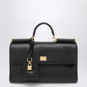 Dolce & Gabbana My Sicily Medium Plongé Leather Bag - Black