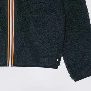 K-WAY Reversible Jacket In Dark Green/grey Teddy-effect Fleece