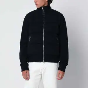 TOM FORD Navy Quilted Virgin Wool Jacket - Blue