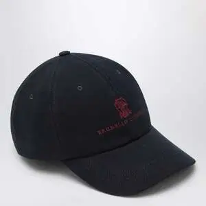Brunello Cucinelli Navy Baseball Cap In Cotton