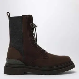 Brunello Cucinelli Suede And Virgin Wool Combat Boots