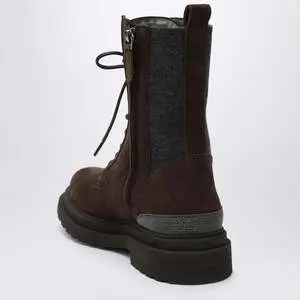 Brunello Cucinelli Suede And Virgin Wool Combat Boots