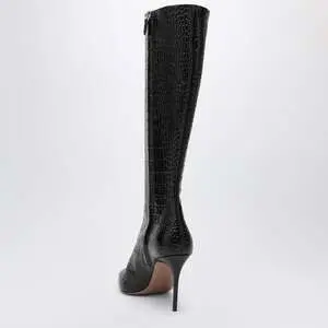 Paris Texas Vera 85 Charcoal Crocodile-effect Leather Boots