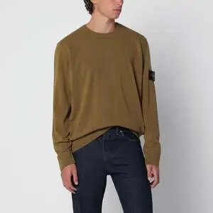 Stone Island Cactus-colored Crewneck Sweater In Wool - Green