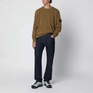 Stone Island Cactus-colored Crewneck Sweater In Wool