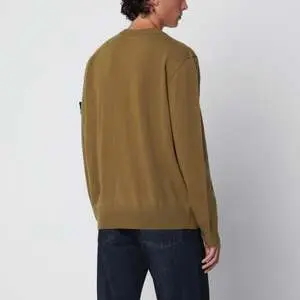Stone Island Cactus-colored Crewneck Sweater In Wool