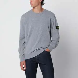 Stone Island Mélange Crewneck Sweater In Wool - Grey