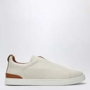 Zegna Triple Stitch Leather Sneakers - White