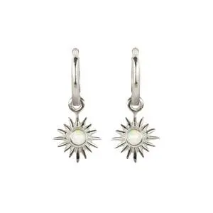 CHARLOTTE'S WEB JEWELLERY Sterling Opal Sunburst Huggie Hoop Earrings - Silver